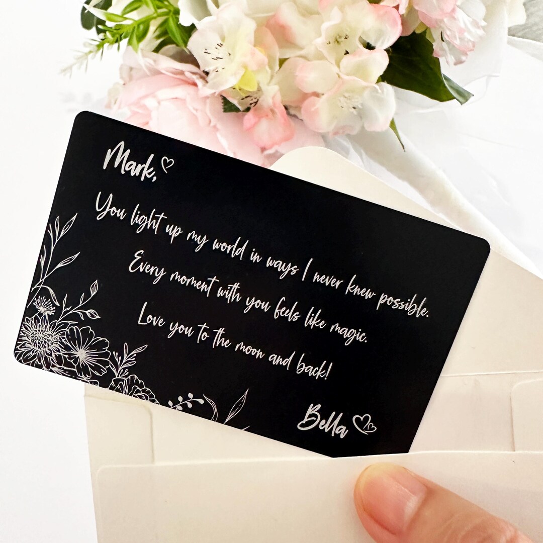 Personalised Metal Wallet Card Engraved, Personalized Wallet Insert ...