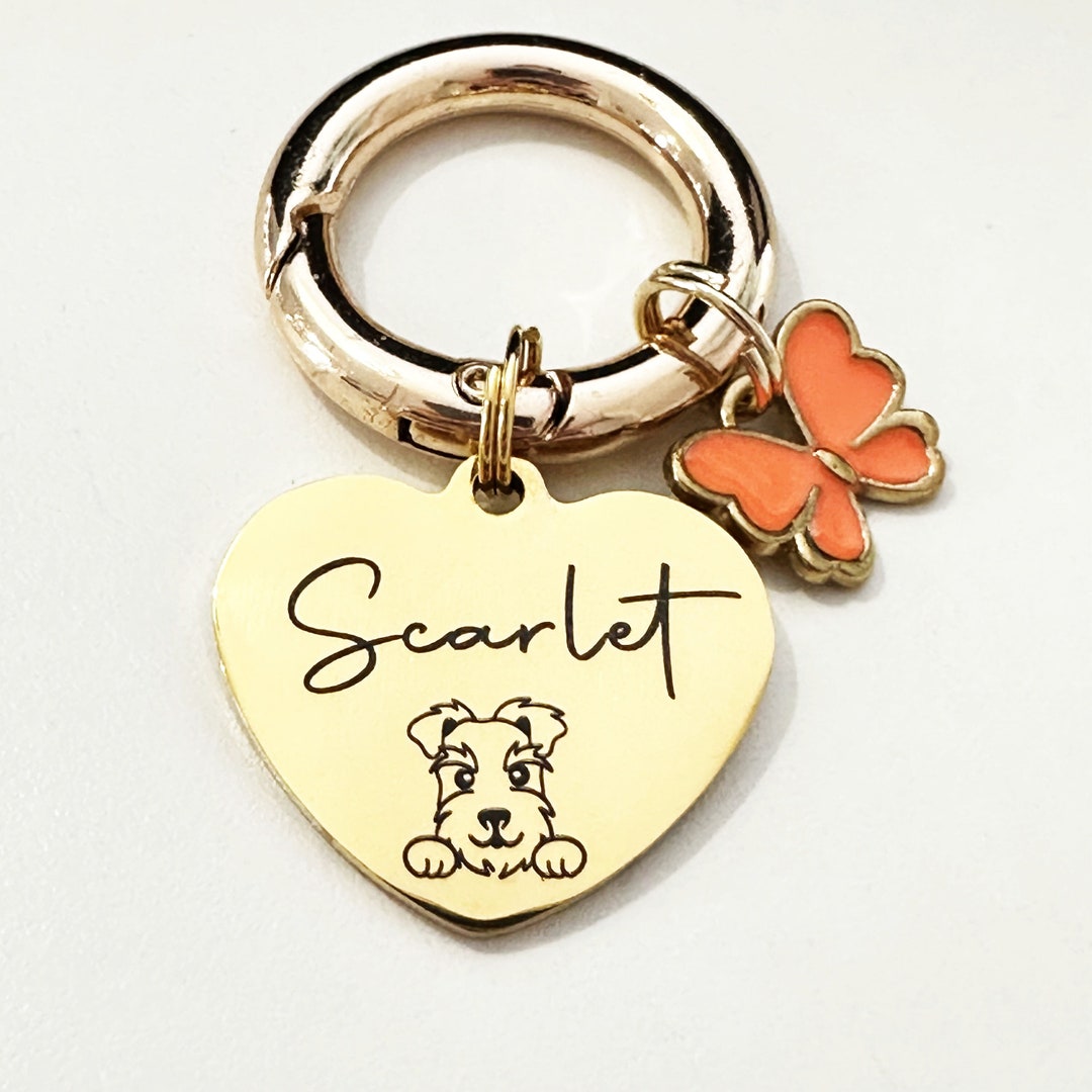 Tiny Dog Tag for Small Dog Heart Shape, Dog Tags, Custom Dainty Dog Tag ...