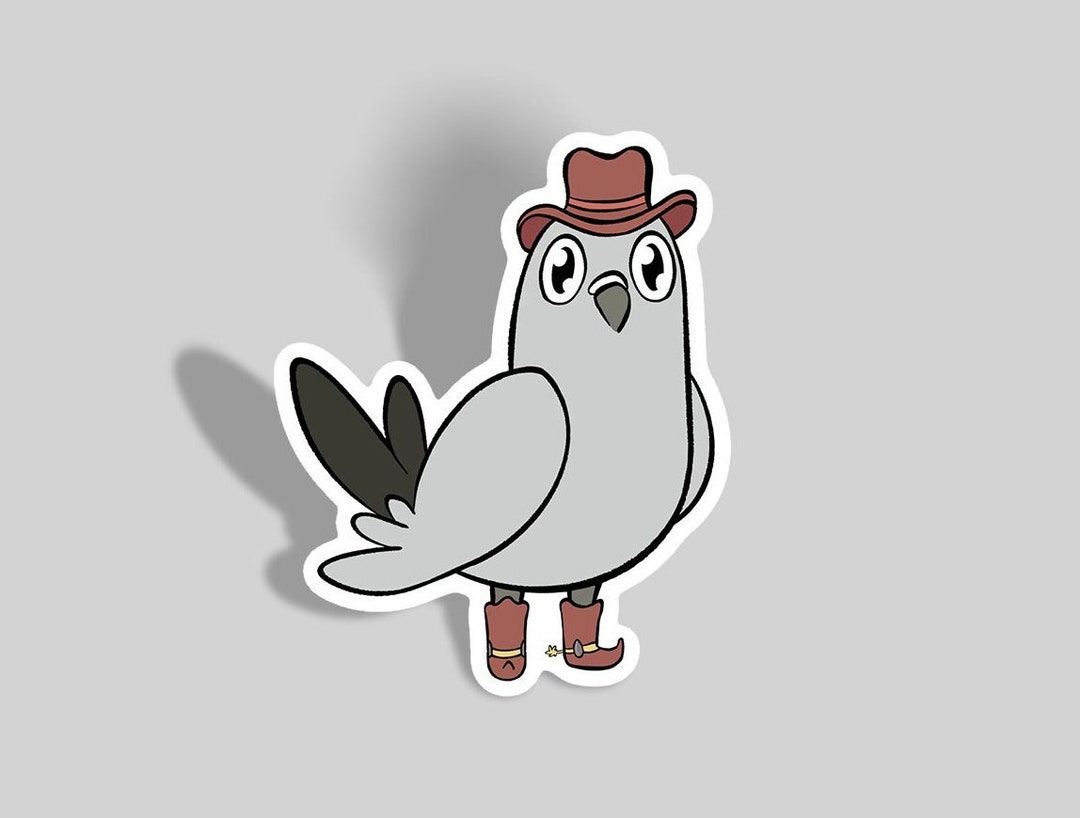 Cowboy Pigeon Sticker | 3" Waterproof, Scratch Resistant, UV Resistant ...
