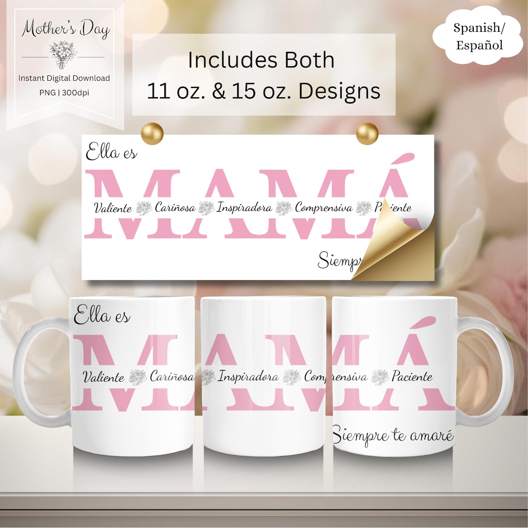 Mama in Spanish Mug Wrap PNG, Mom Sublimation Designs for 11oz & 15oz ...