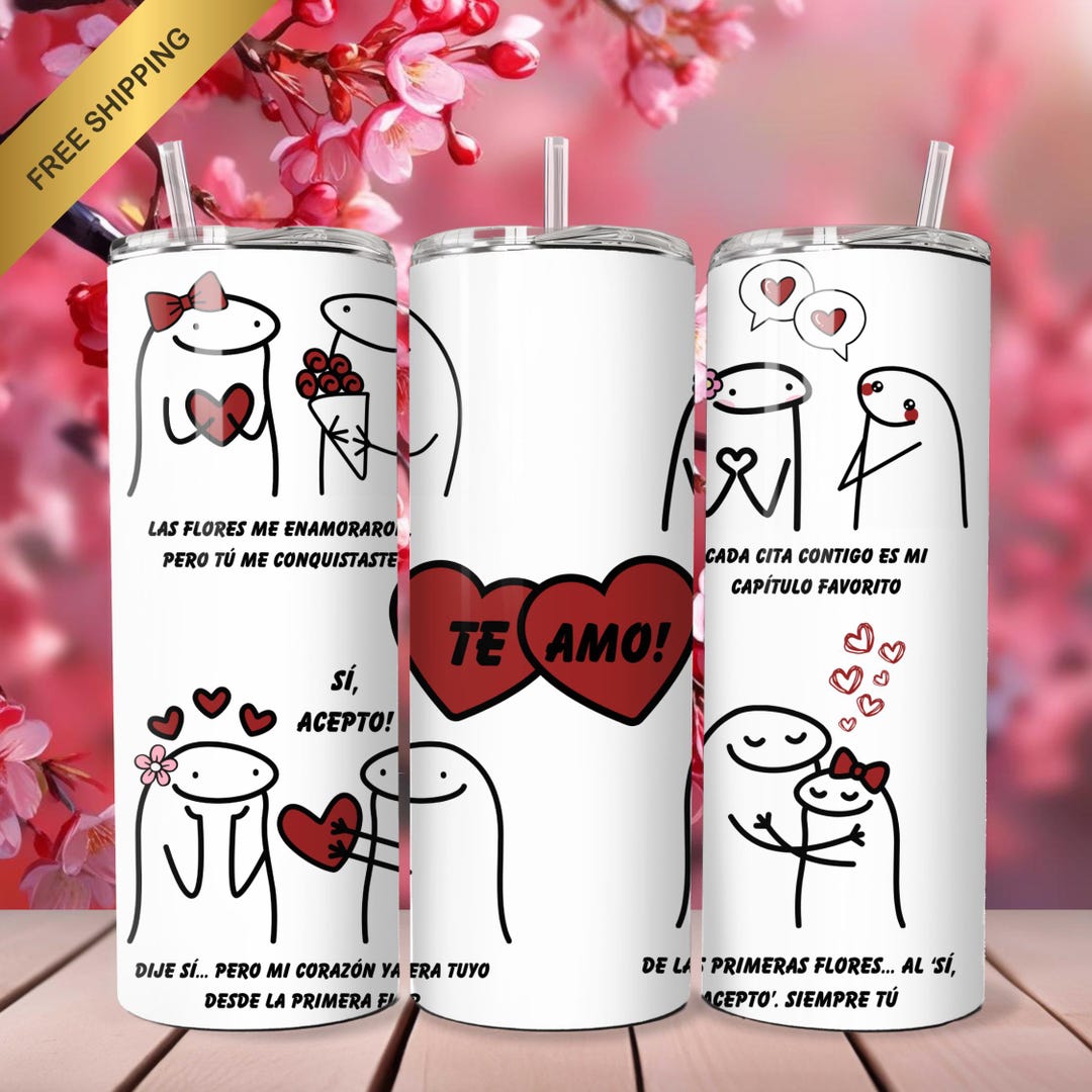 Cute Flork Couple 20 Oz. Skinny Tumbler, Cute Flork Meme Love Story ...