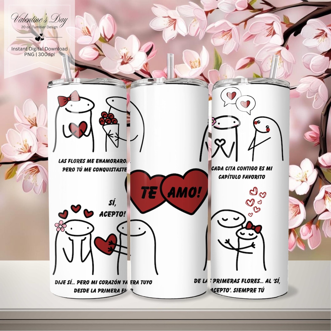 Cute Flork Couple 20 Oz. Skinny Tumbler PNG, Cute Flork Meme Love Story ...