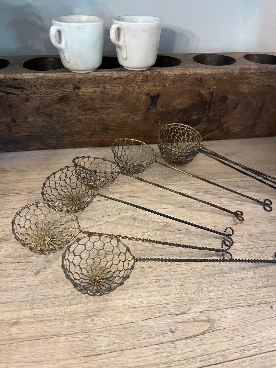Lot of Antique French Wire Egg Scoops - Etsy