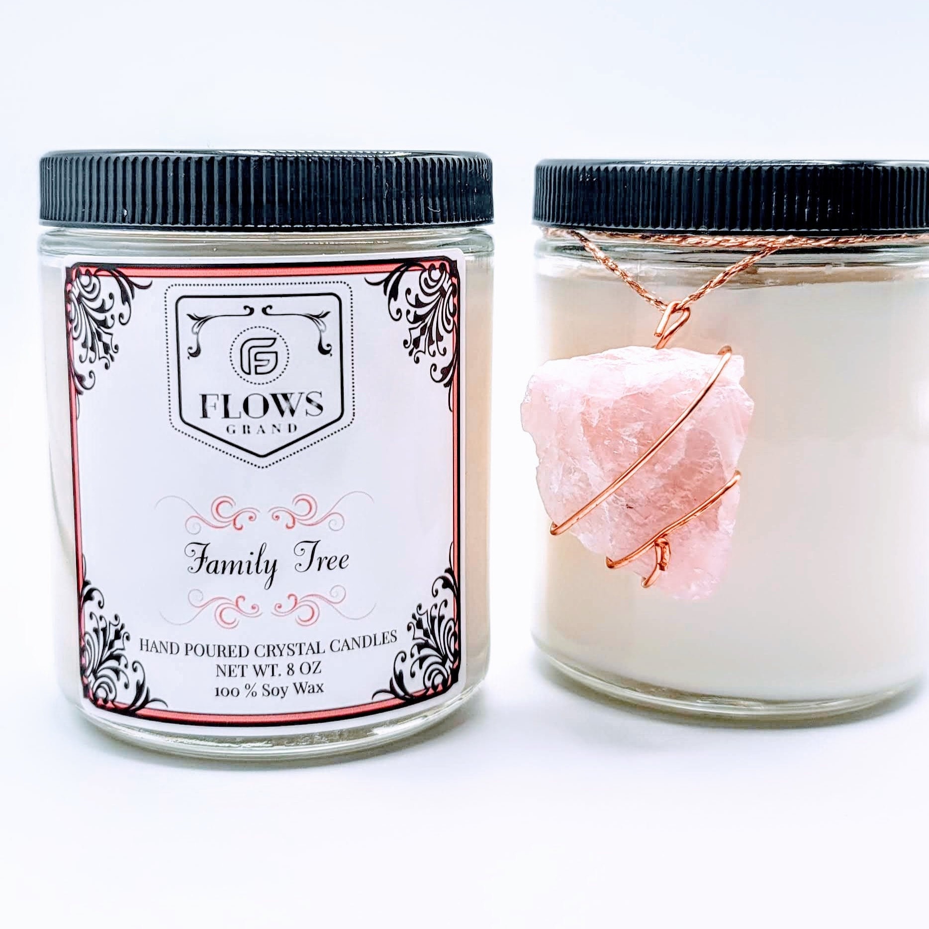 Family Tree Candle: Hand Poured Soy Wax Crystal Candle rose - Etsy