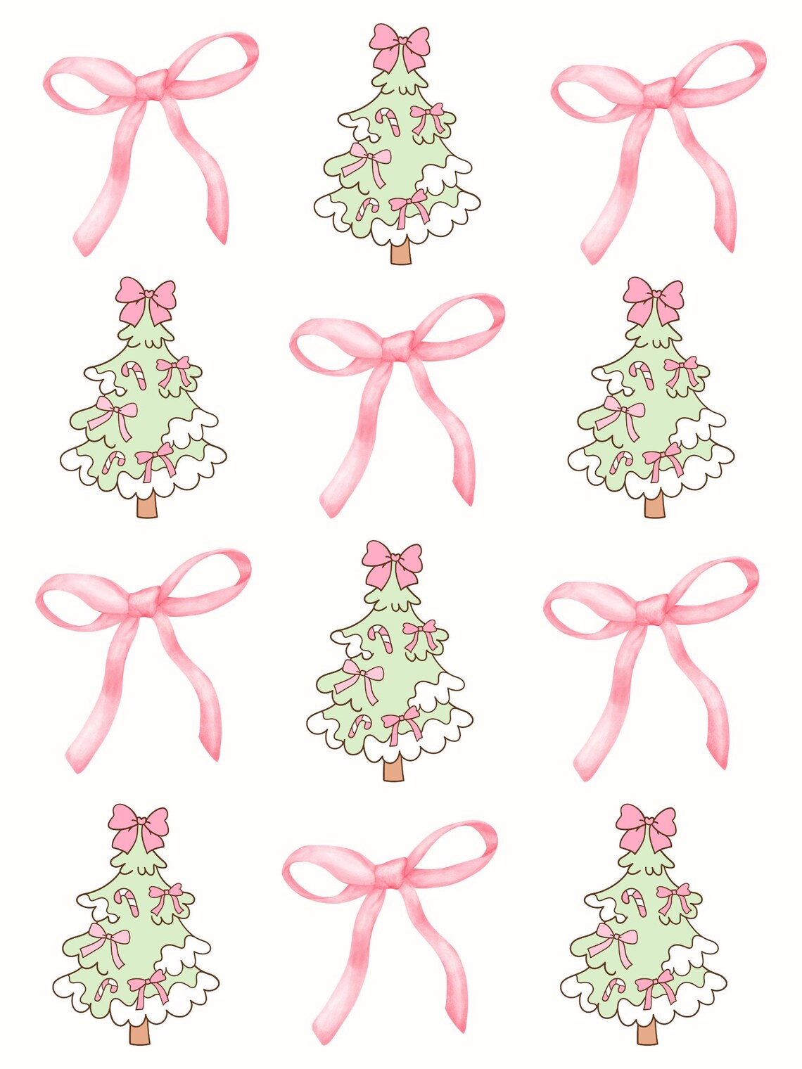 Girly Christmas Poster Digital Download | 18x24 Bows & Christmas Trees ...
