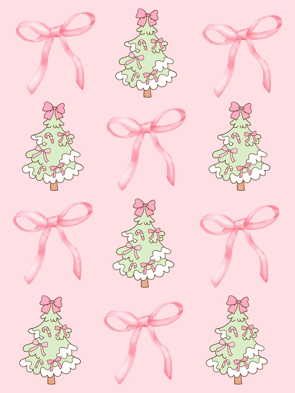 Girly Christmas Poster Digital Download | 18x24 Bows & Christmas Trees ...