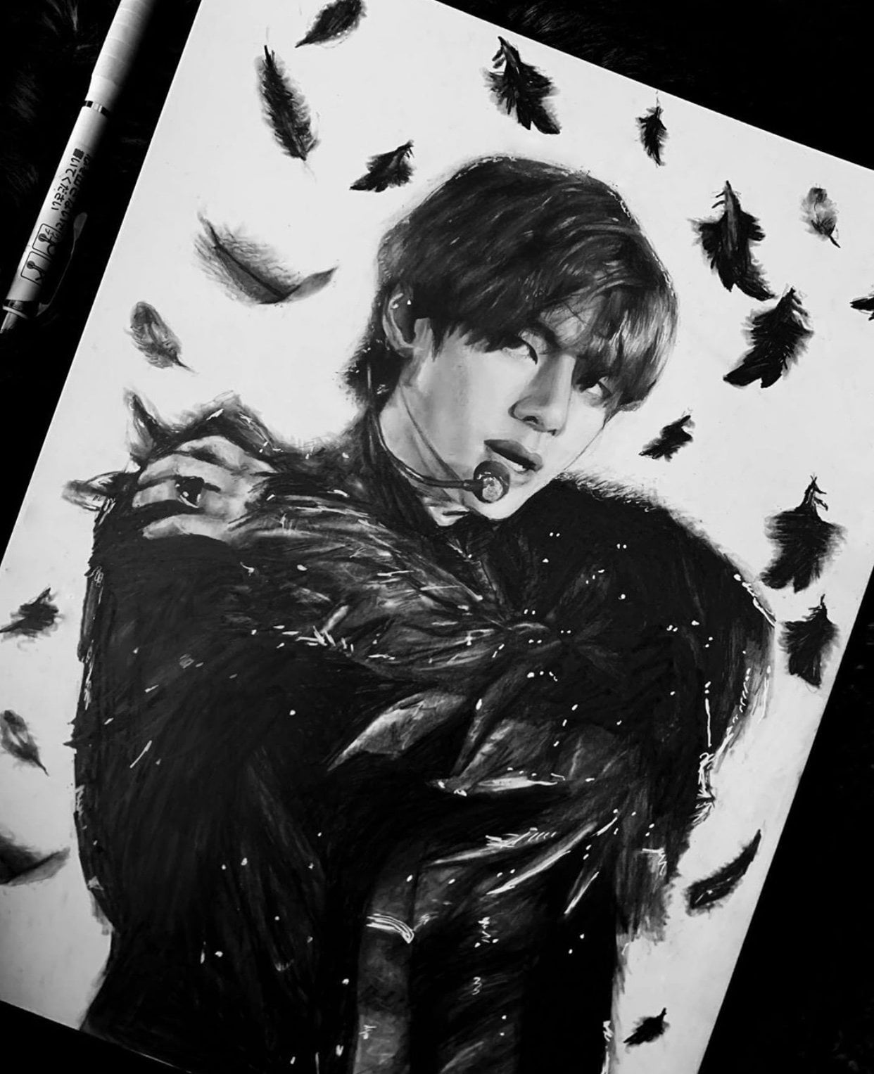 BTS V Taehyung Black Swan Print Of Original Drawing | lupon.gov.ph