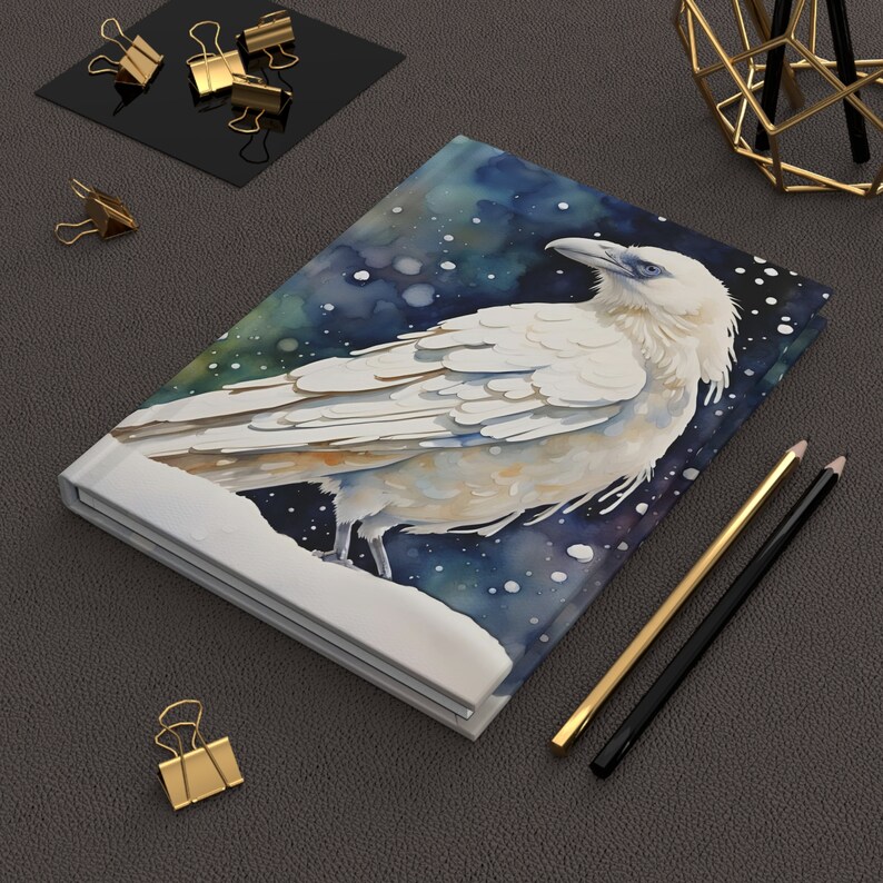 White Raven Hard Cover Journal: Unique Leucistic Bird Design, Ideal ...