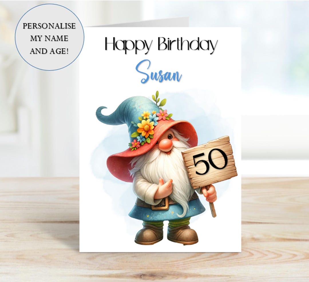 Personalised Birthday Card, Gonk Birthday Card, Gnome Birthday Card ...