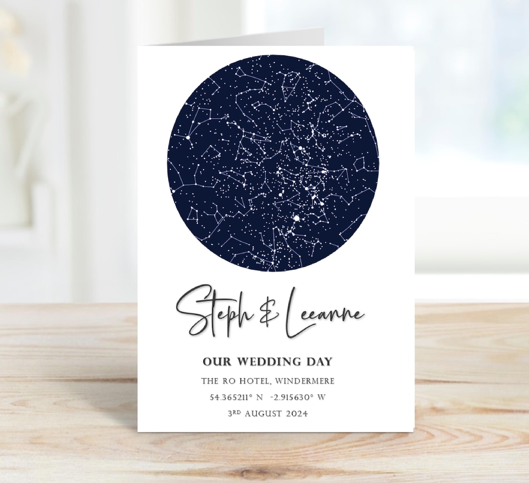 Star Map Wedding Card, Personalised Wedding Card, Wedding Gift ...