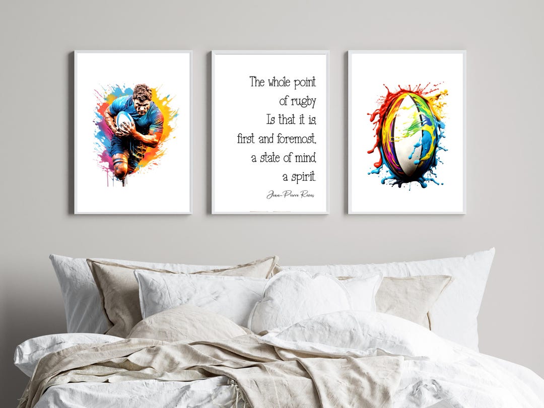 Rugby Prints, Rugby Wall Art, Set of 3 Rugby Prints, Rugby Decor, Boys ...