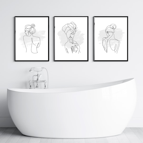 Bathroom Line Art - Etsy