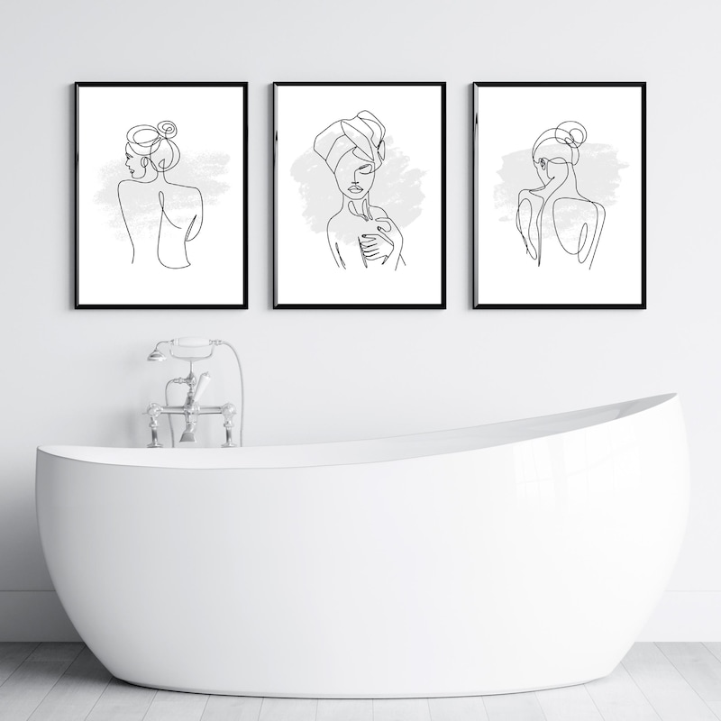 Bathroom Line Art - Etsy