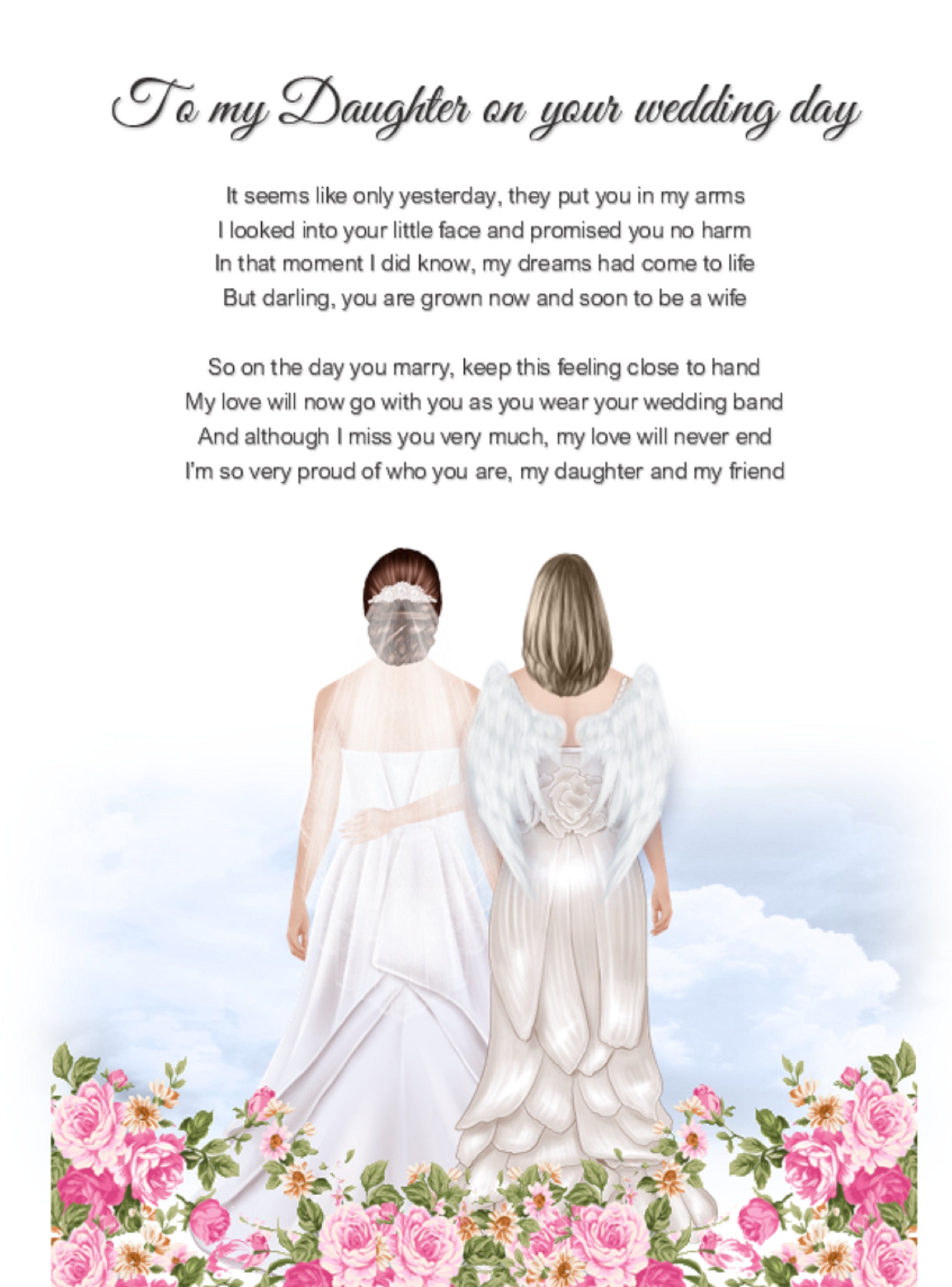 To My Daughter on Her Wedding Day Poem Gift From Mum in | Etsy UK