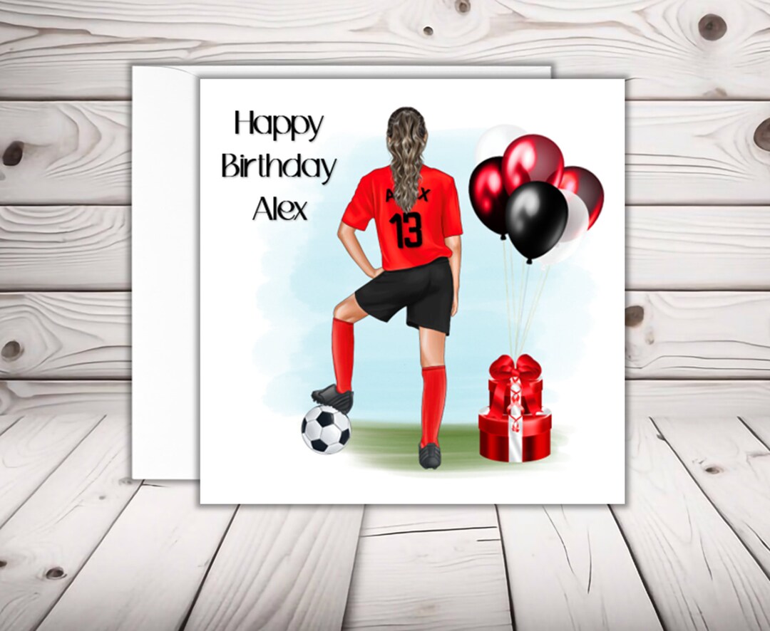 Personalised Football Card, Girl Footballer Card, Birthday Football ...