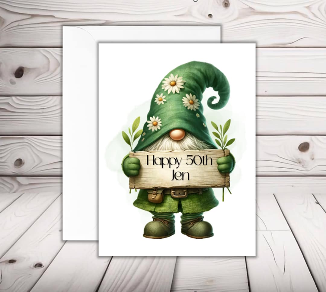 Personalised 50th Birthday Card, Gonk Birthday Card, Gnome Birthday ...