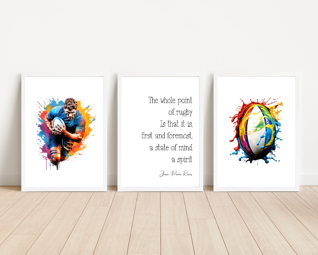 Rugby Prints, Rugby Wall Art, Set of 3 Rugby Prints, Rugby Decor, Boys ...