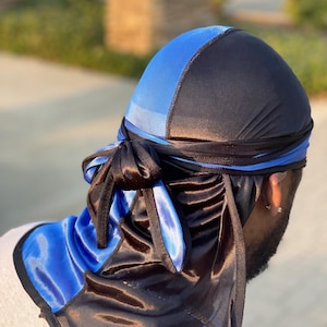Blue/black Two-tone Silky Durag - Etsy