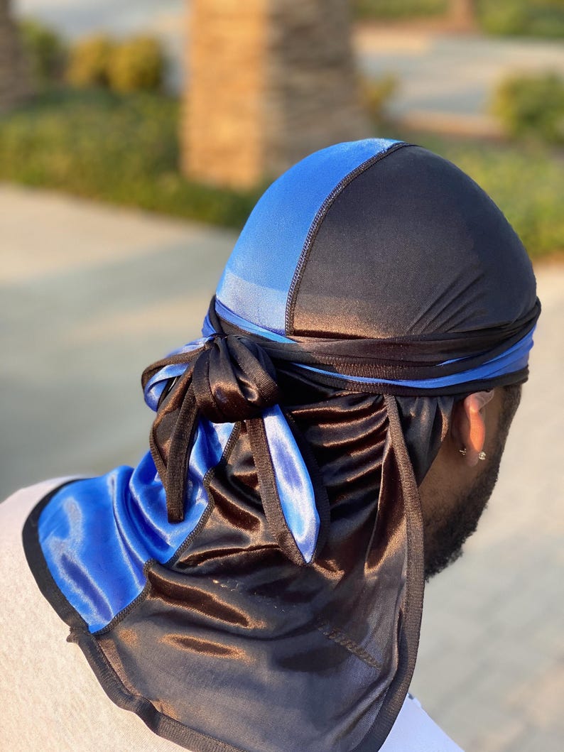 Blue/black Two-tone Silky Durag - Etsy