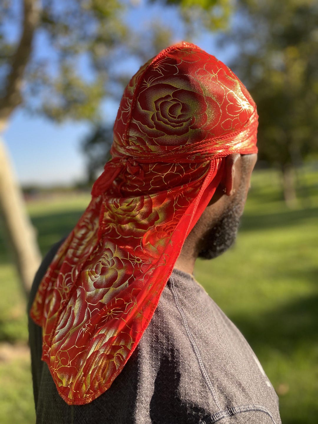 Red/gold Rose Silky Durag - Etsy