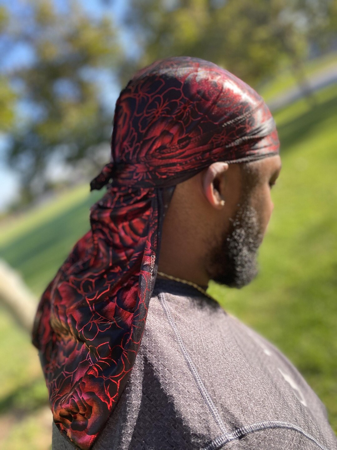 Black and Red Rose Silky Durag - Etsy