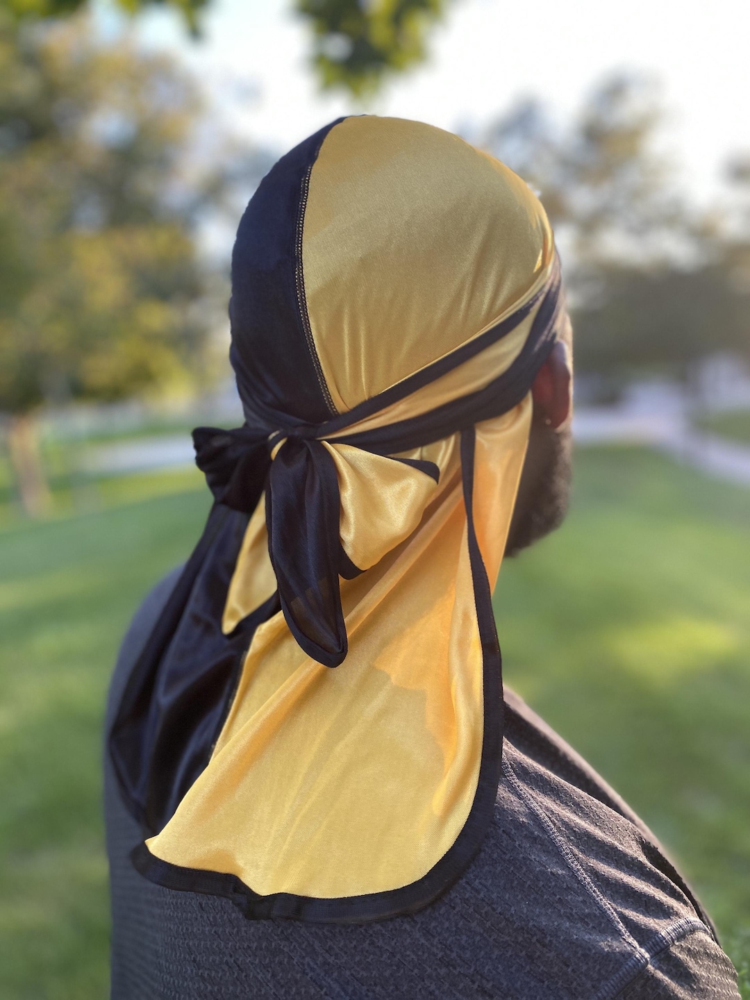 Yellow/black Two-tone Silky Durag - Etsy