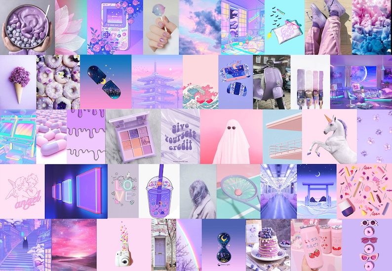 75pcs Bubblegum DIGITAL Pastell lila Collage Kit - Etsy.de