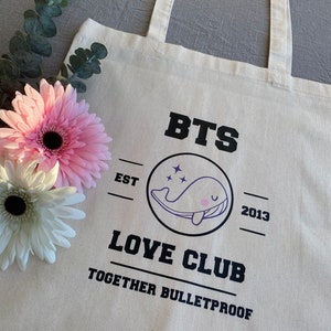 BTS Tote Bag, BTS Whale, Canvas Bag, Kpop Tote Bag, Bangtan Sonyeondan ...