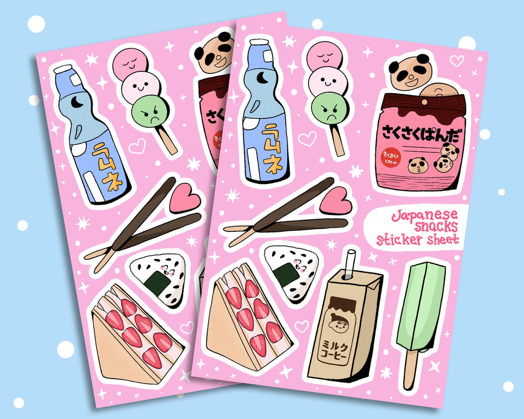 Japanese Snack Sticker, Kawaii Sticker Sheet, Ramune, Pocky, Dango ...