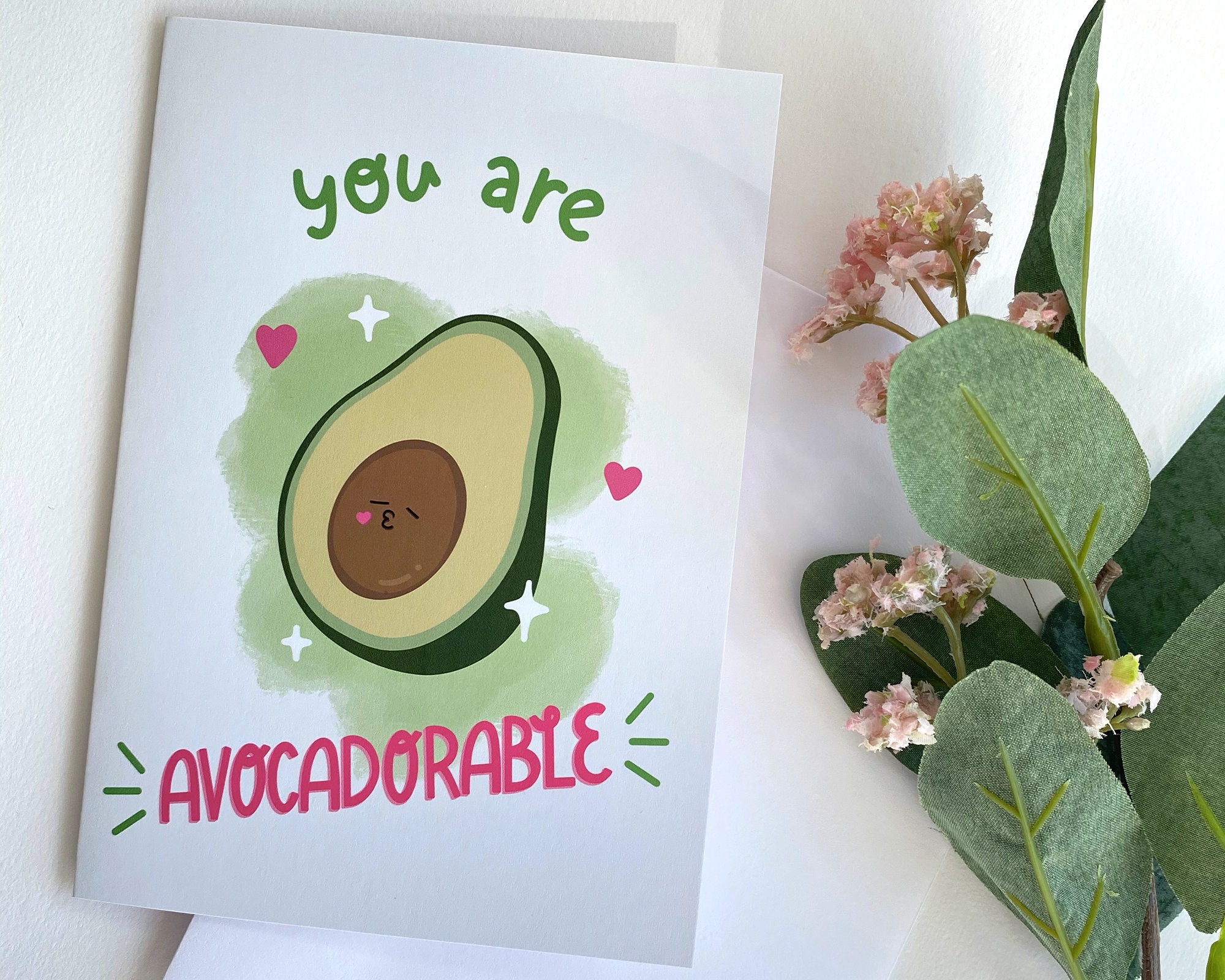 Avocado Greeting Card Birthday art print kawaii aesthetic | Etsy
