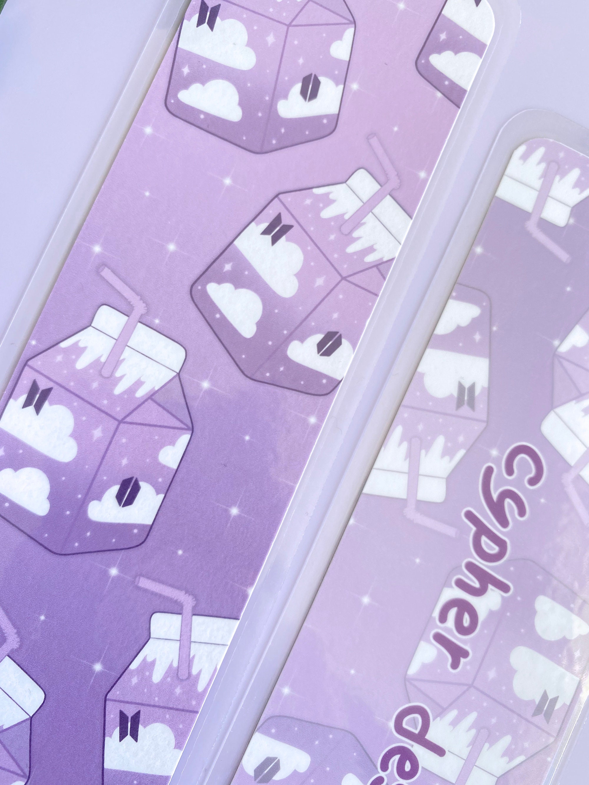 BTS Laminated Bookmark Cute Milk Kpop Bookmark BTS Galaxy - Etsy