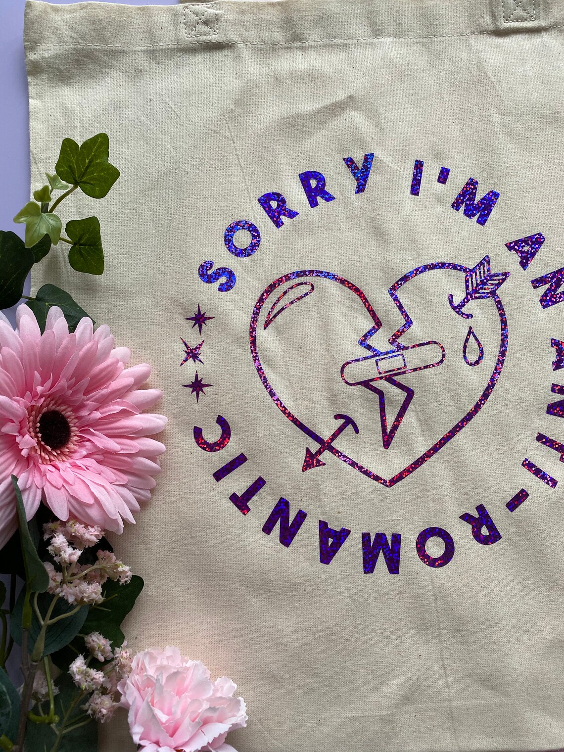 TXT Tote Bag Anti-Romantic 100% cotton Heat transfer Vinyl | Etsy