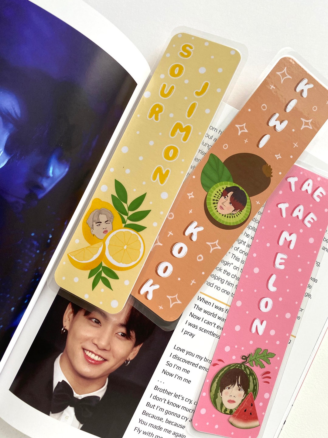 BTS Bookmark, Cute Fruit, Kpop Bookmark, Park Jimin, Jungkook, Taehyung ...