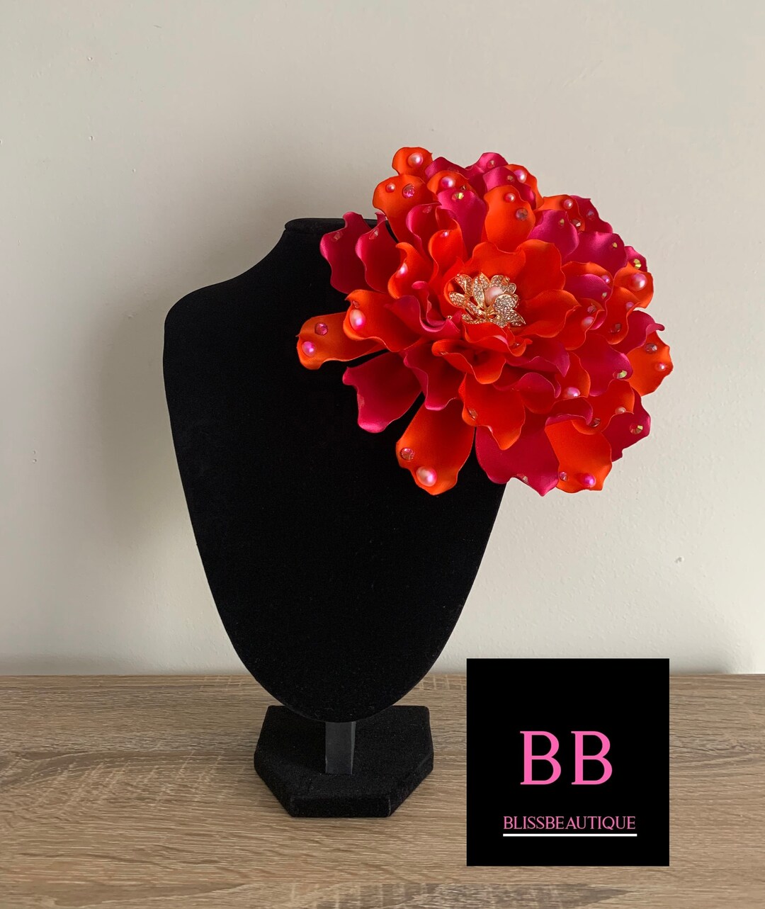 Flower Brooch Hot Pink & Orange Bling Overload Pin Corsage - Etsy