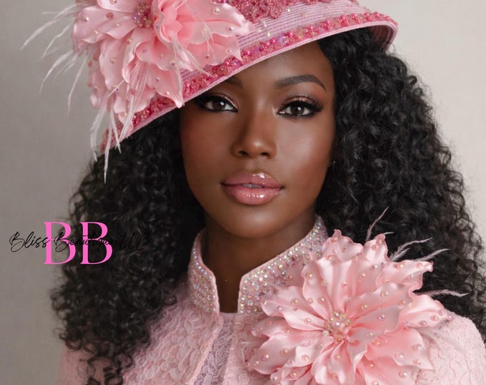 Fascinator Hat Embellished Bucket Hat Pink Church Hat - Etsy