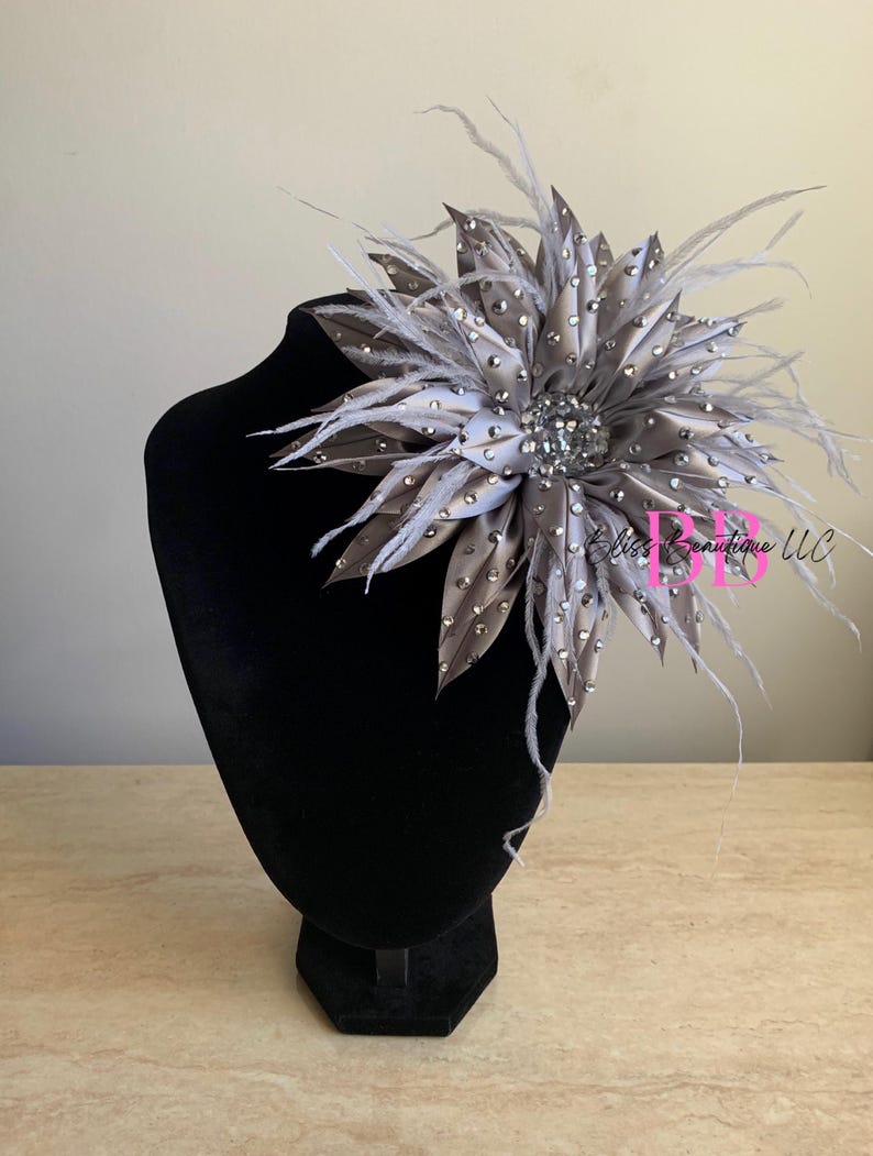 Flower Brooch Dark Green & Gold Feather Pin Corsage - Etsy