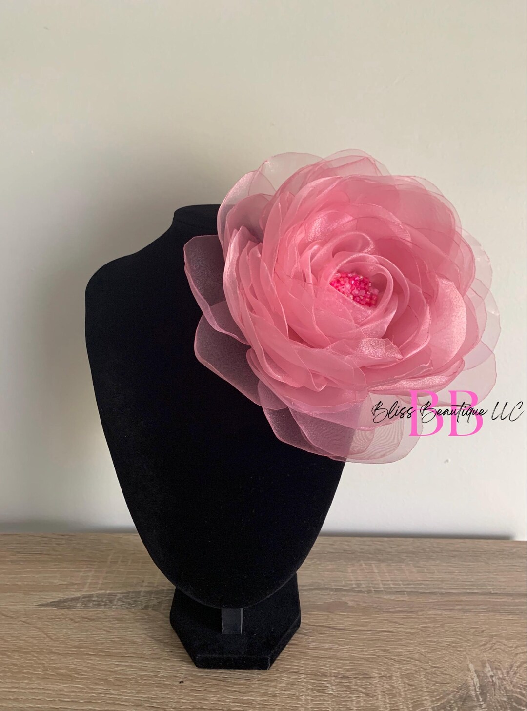 Flower Brooch Dusty Rose Crystal Organza Shoulder Pin Corsage - Etsy