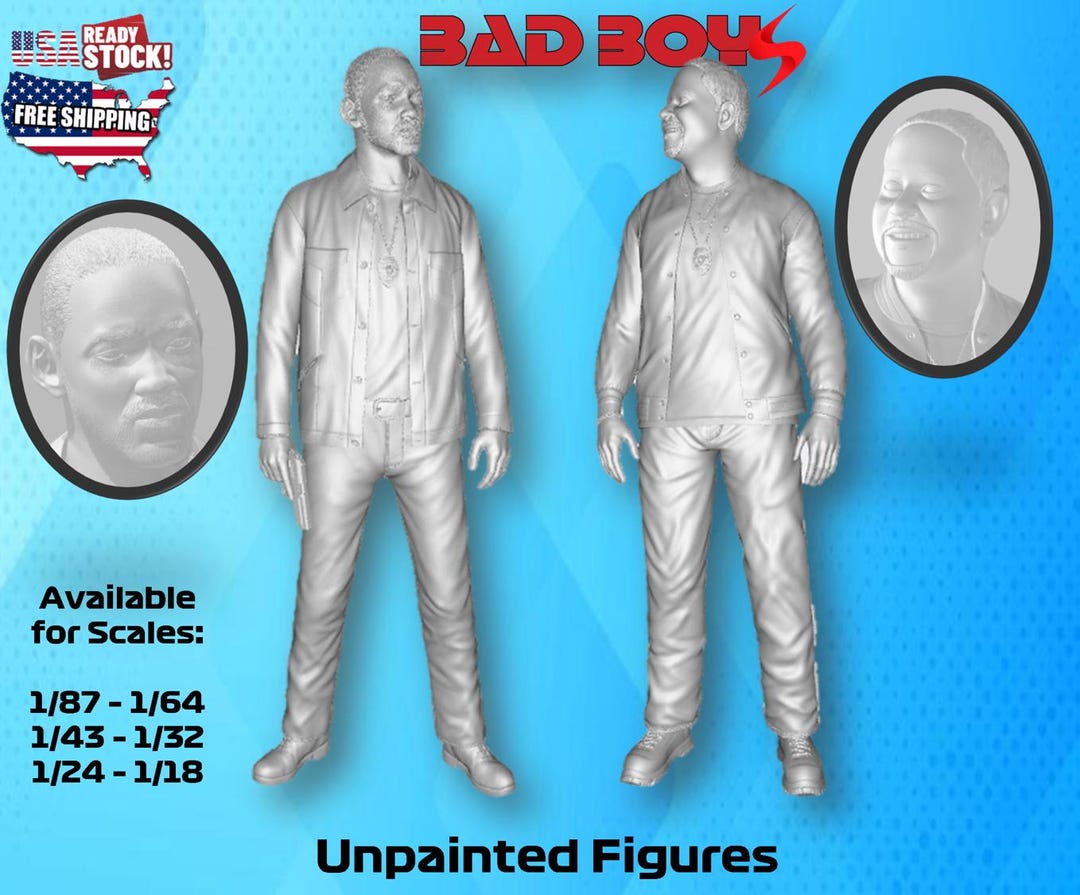 Bad Boys (2) UNPAINTED Resin Figures 1/87 1/64 1/43 1/32 1/24 1/18 ...