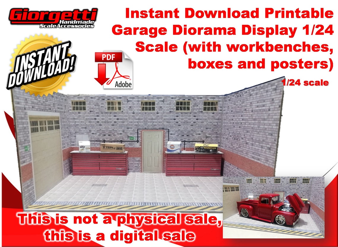 Instant Download Printable Garage Diorama Display 1/24 Scale (with ...