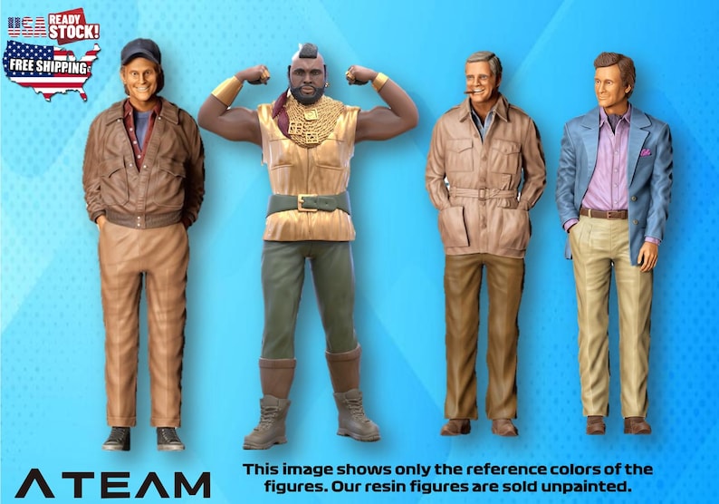 The A-team Crew Vers A (4) UNPAINTED Resin Figures 1/87 1/64 1/43 1/32 ...