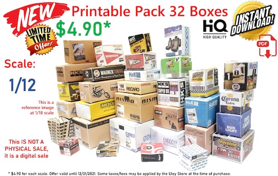 NEW Instant Download Printable Pack 32 Boxes 1/12 Scale Garage | Etsy