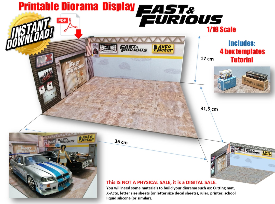Instant Download Printable Ther Fast & Furious Display Garage 1/18 ...