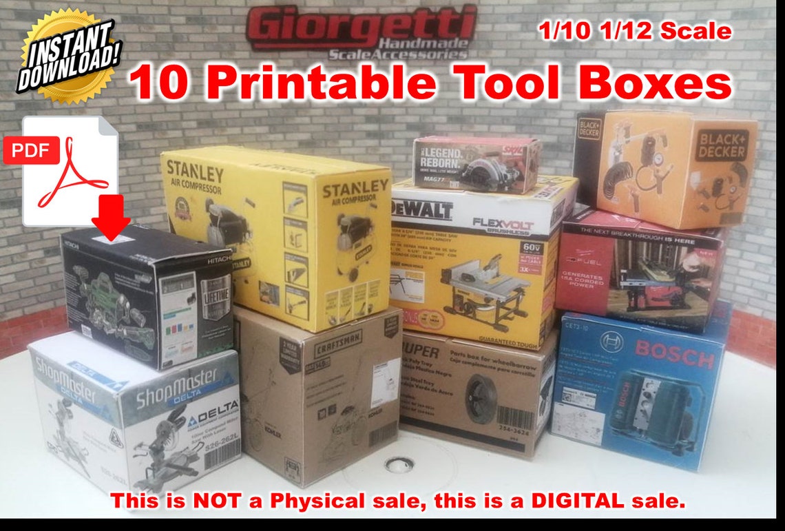 10 Printable Tools Boxes 1/10 1/12 Scale Garage Diorama | Etsy