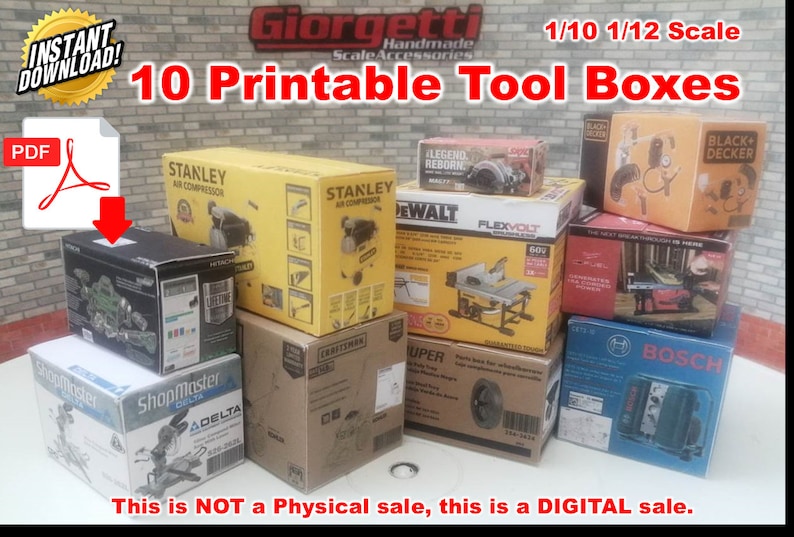 10 Printable Tools Boxes 1/10 1/12 Scale Garage Diorama (digital ...