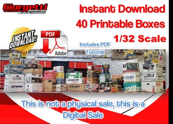 Instant Download 40 Printable Boxes 1/32 Scale diorama Garage | Etsy