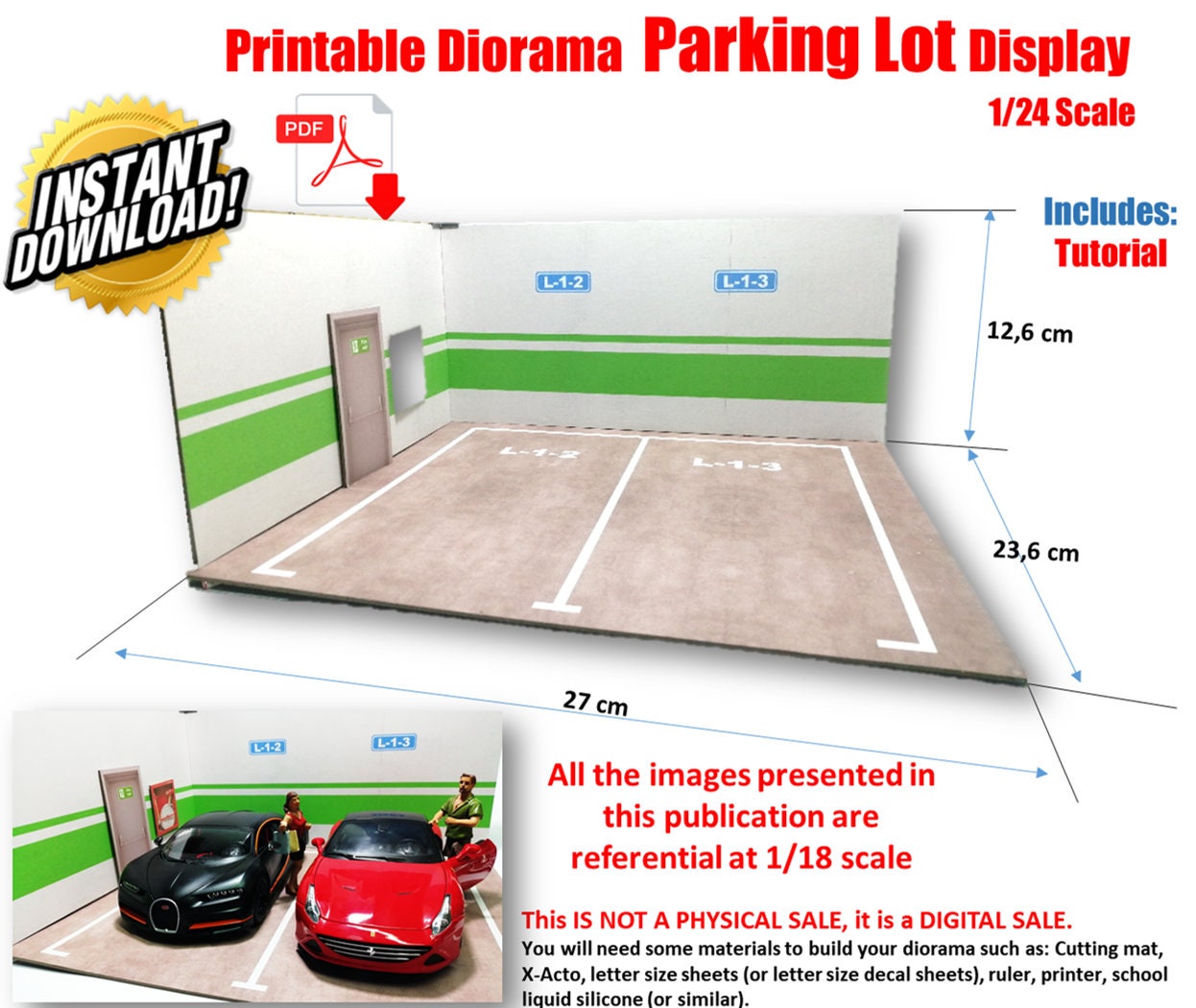 Instant Download Printable Parking Lot Display Garage 1/24 - Etsy