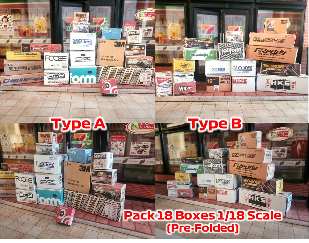 Pack 18 Boxes (pre-folded) 1/18 Scale Diorama Garage Accessory - Etsy