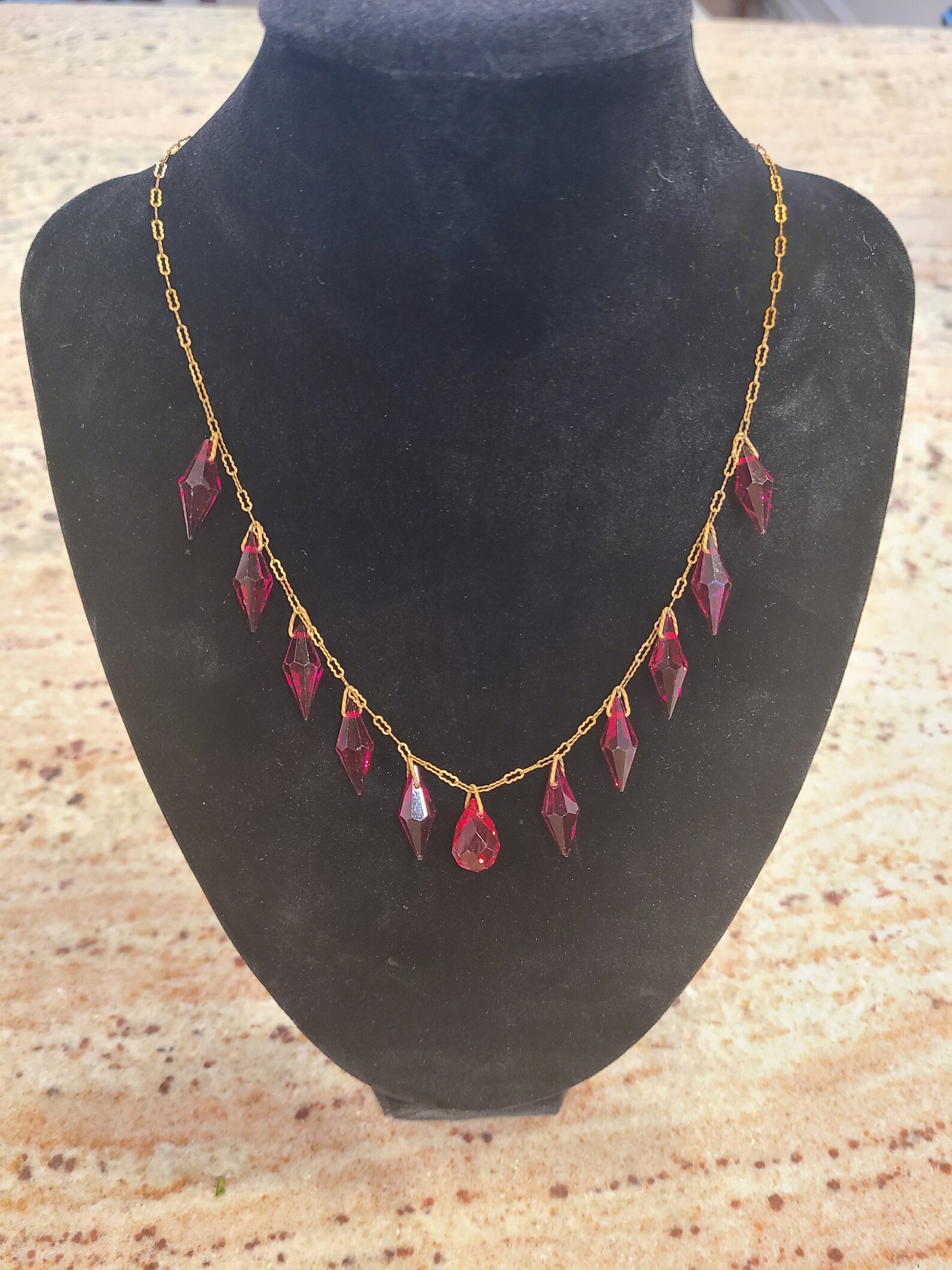 Gorgeous Vintage Red Faux Crystal Necklace - Etsy