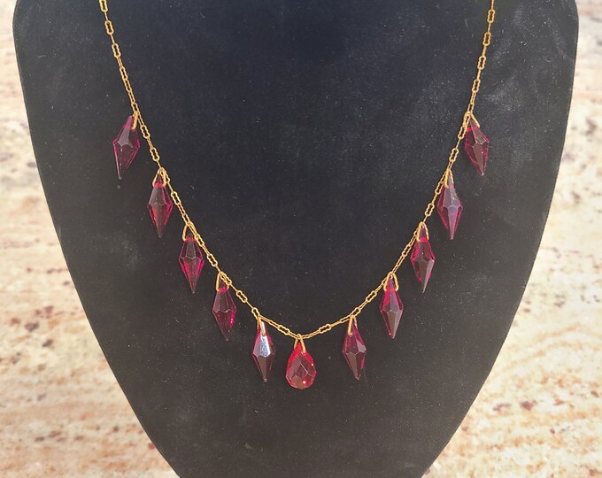 Gorgeous Vintage Red Faux Crystal Necklace - Etsy