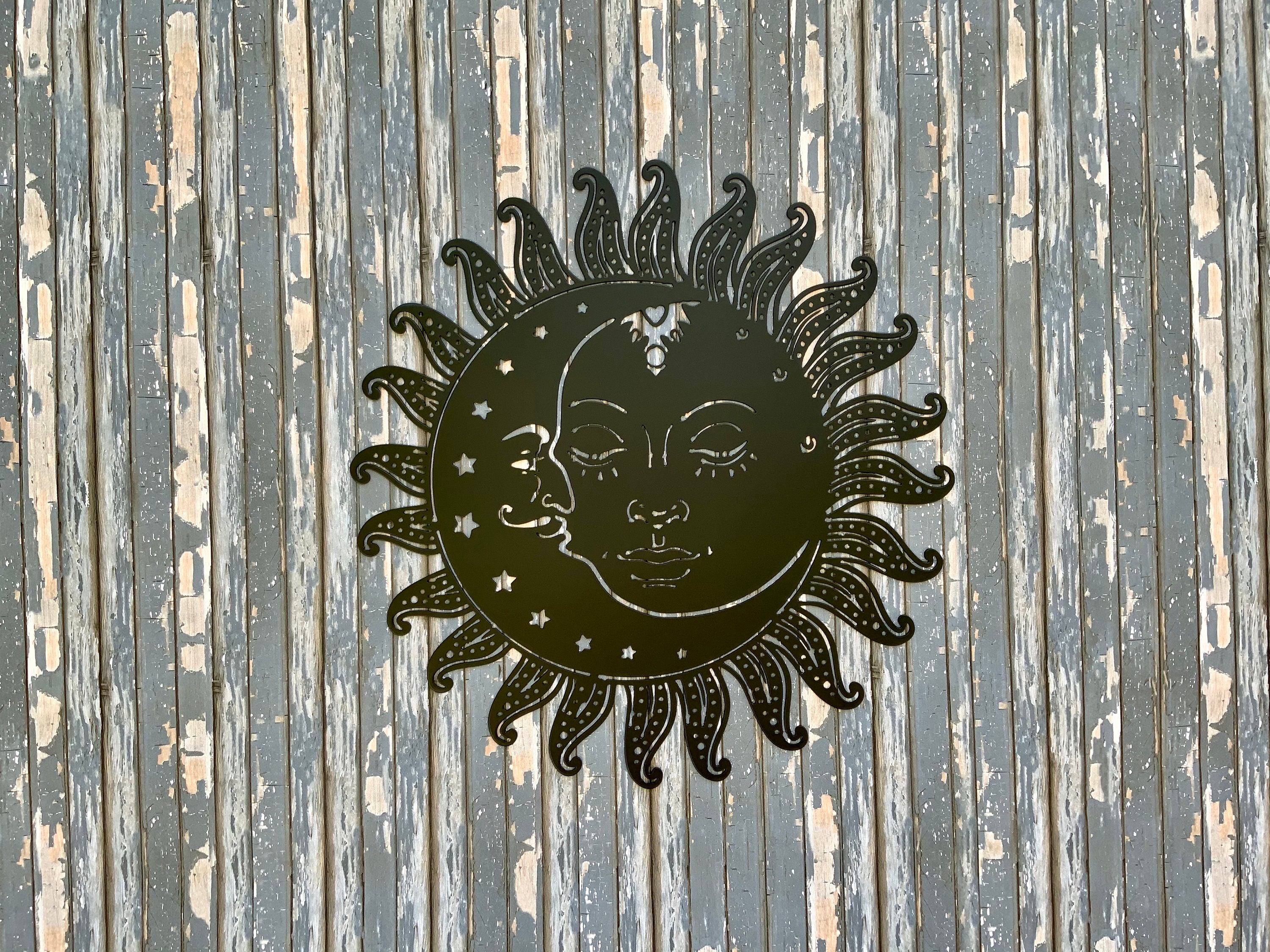 Fancy Sun and Moon Metal Art Sun Fences Art Sunshine Sun - Etsy